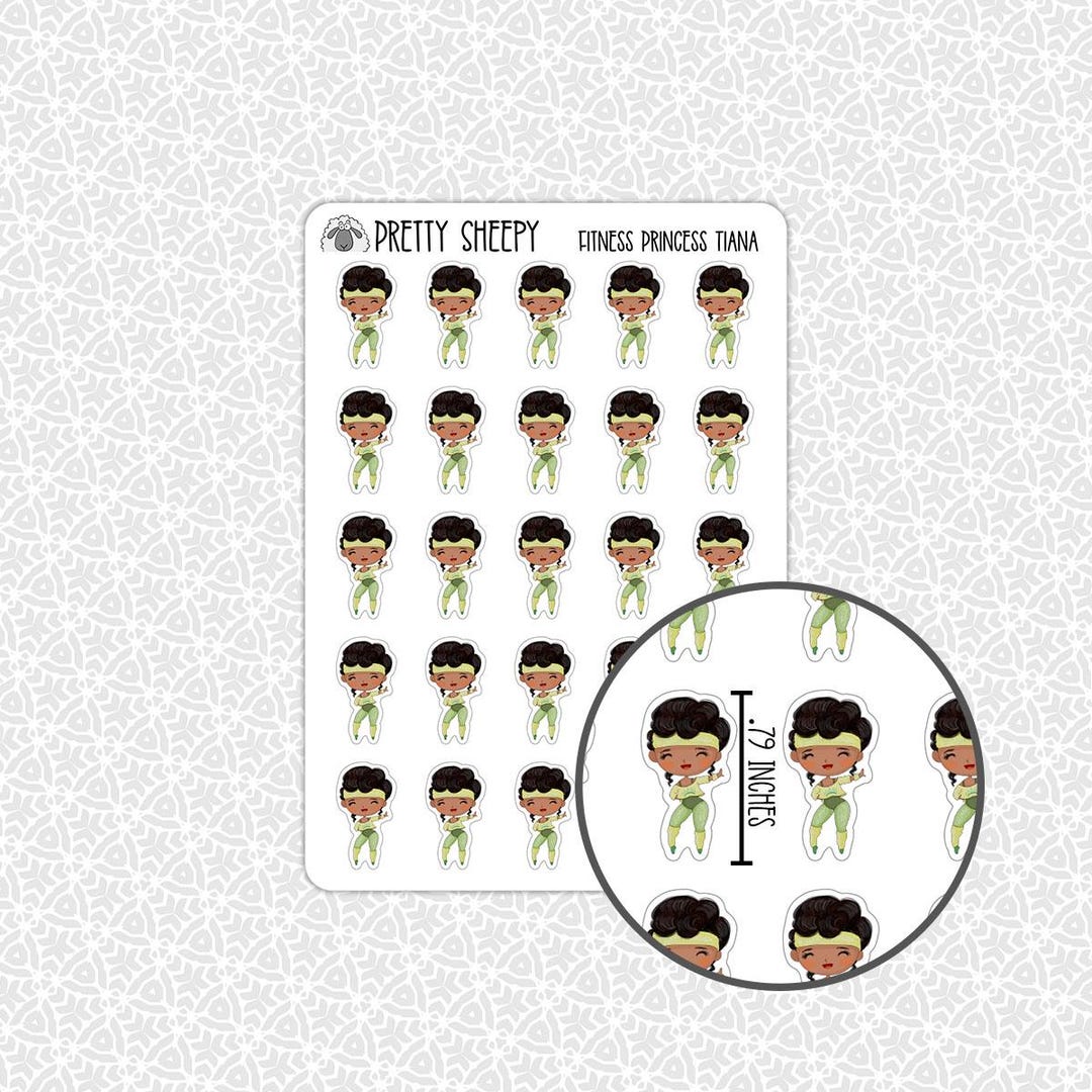 Fitness Princess Stickers Tiana | Goals Workout Disney Gift Idea ...