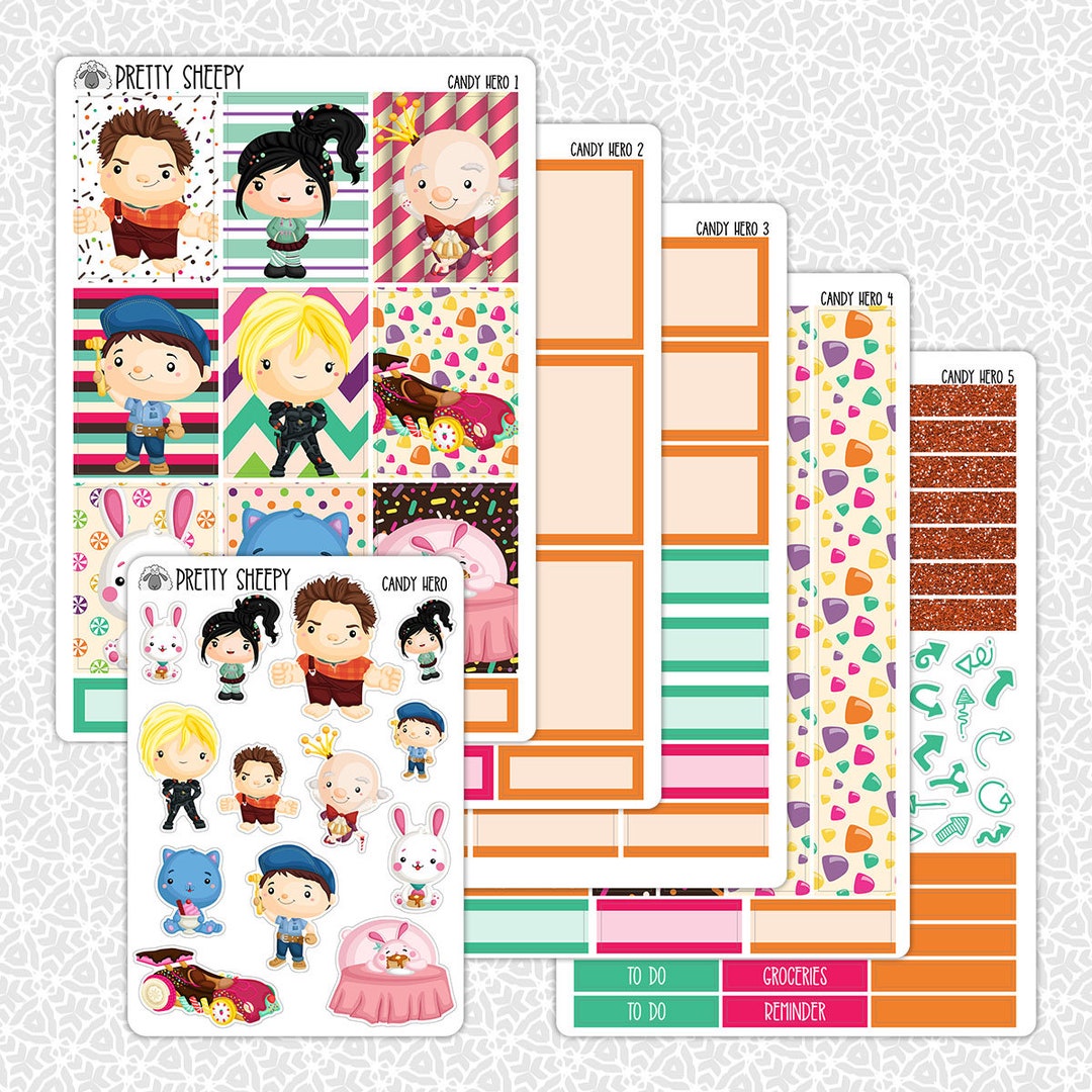 Candy Hero Planner Stickers Wreck-it Ralph Vertical Planner Kit Disney ...