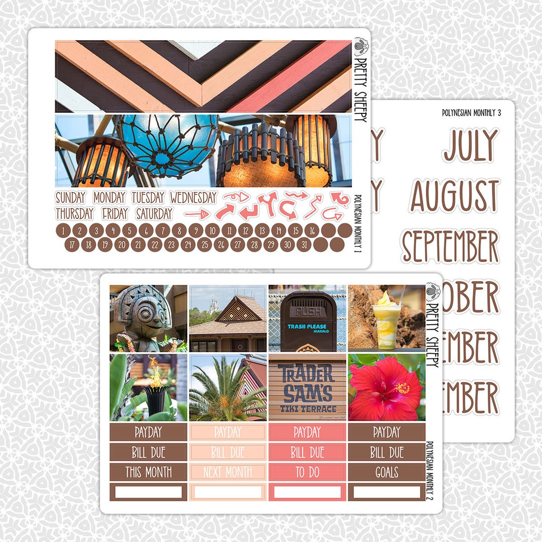 Polynesian Monthly Kit Monthly Planner Stickers Resort Disney Planner ...