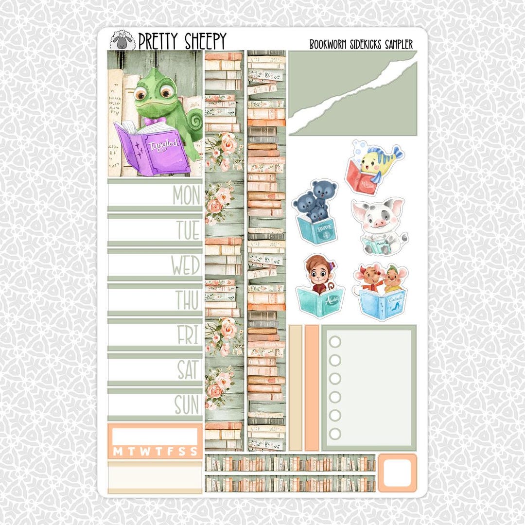 Planner Stickers Bookworm Sidekicks Sampler | Reading Planning Bullet ...