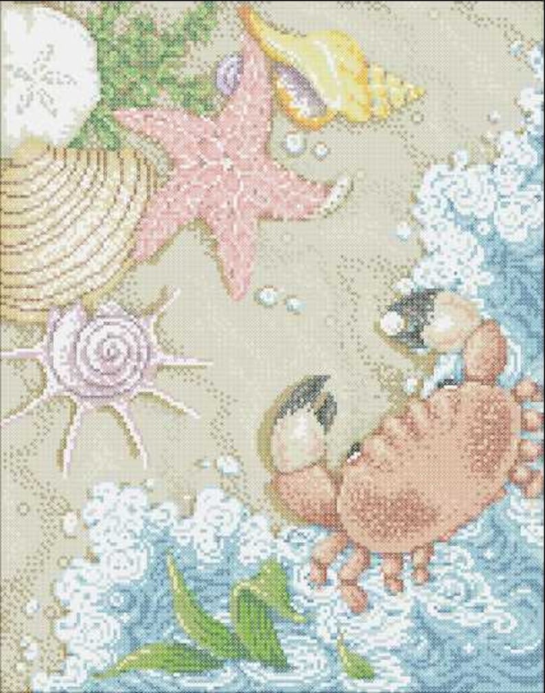 Crab Seashell Seastar Beach Ocean Cross Stitch Pattern - Etsy