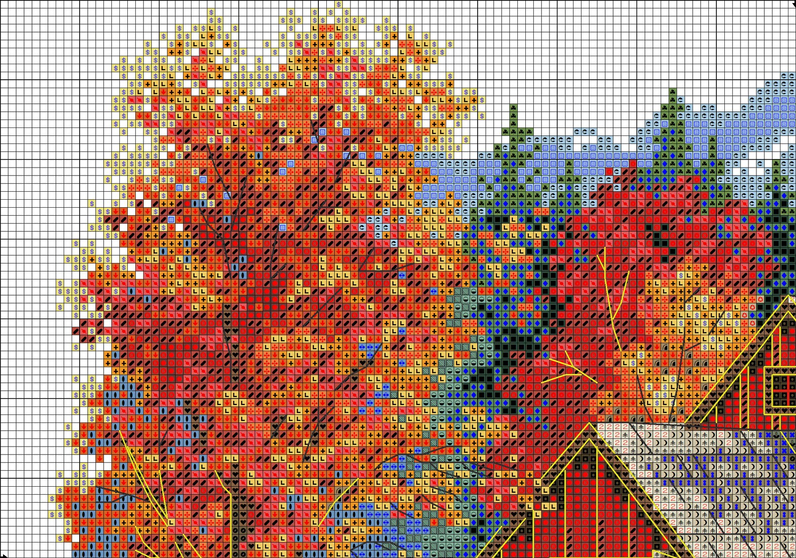 Glory of Autumn Autumn Mill Cross Stitch Pattern Instant PDF Download ...
