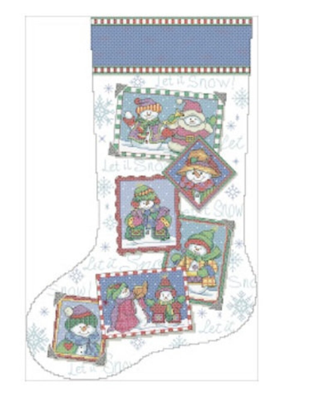 Snowmen Snapshots Stocking Cross Stitch Pattern – Christmas Eve Holiday ...