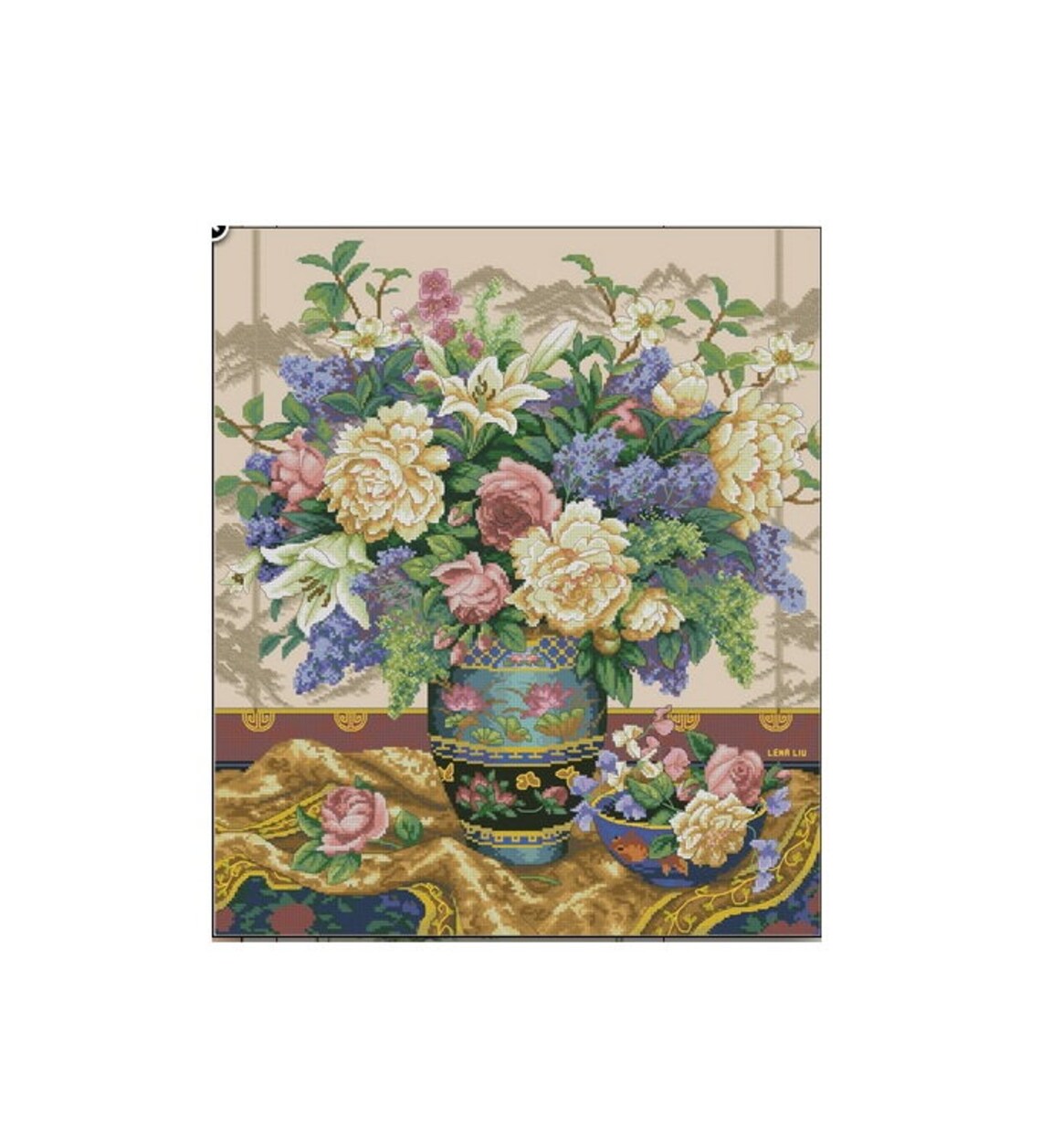 Oriental Splendor Flowers Cross Stitch Pattern Instant PDF Download - Etsy