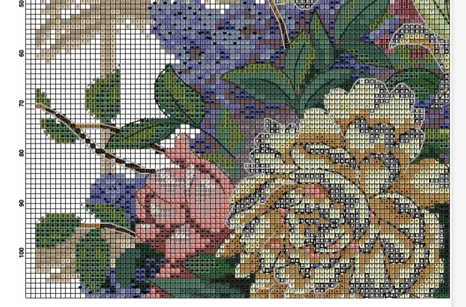 Oriental Splendor Flowers Cross Stitch Pattern Instant PDF Download - Etsy