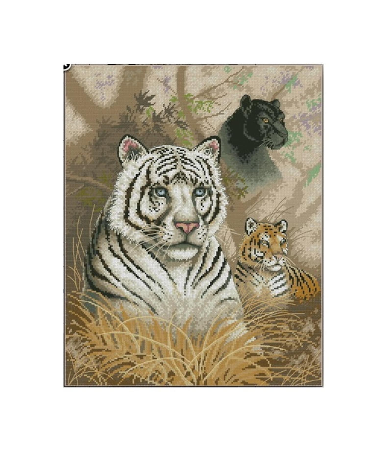 Tiger Eyes in the Wild Cross Stitch Pattern – Majestic Wildlife Design ...