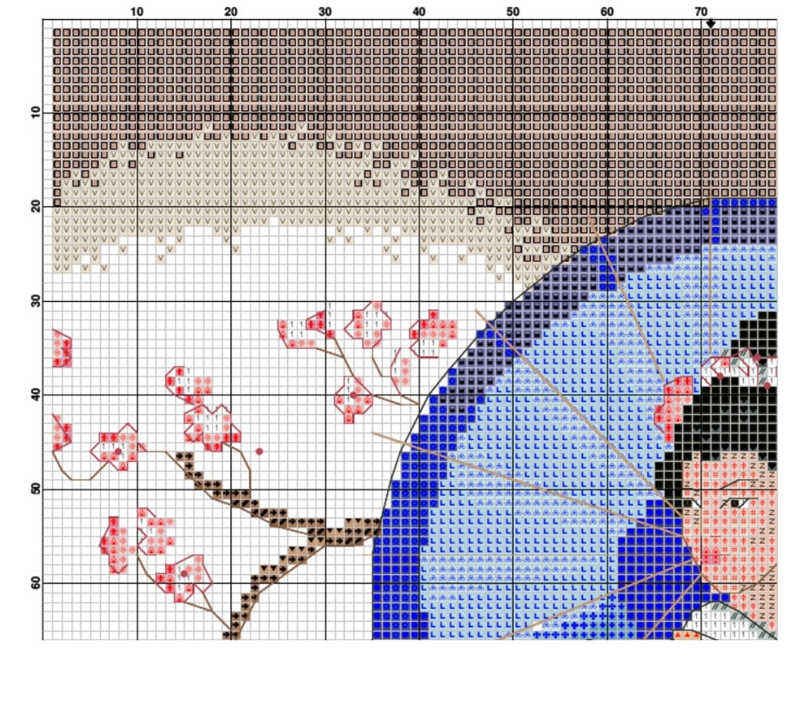 Flower of the East Geisha Cross Stitch Pattern Instant PDF | Etsy