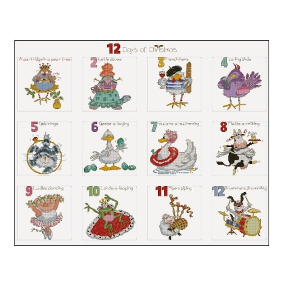12 Days of Christmas Cross Stitch - Etsy