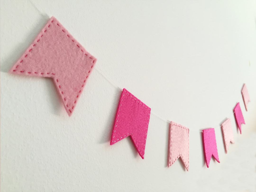 Pink Flag Garland Flags Felt Garland Nursery Decor Girl Bedroom Banner ...