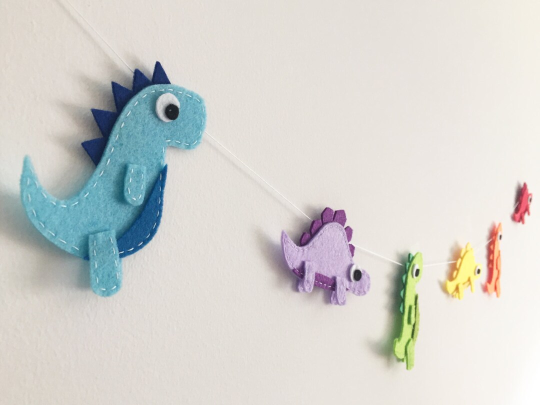 Dinosaur Felt Garland Party Decorations Dino Nursery Decor Boys Room ...