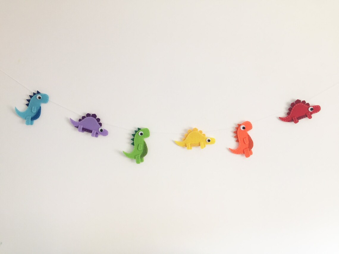 Dinosaur Felt Garland Party Decorations Dino Nursery Decor Boys Room ...