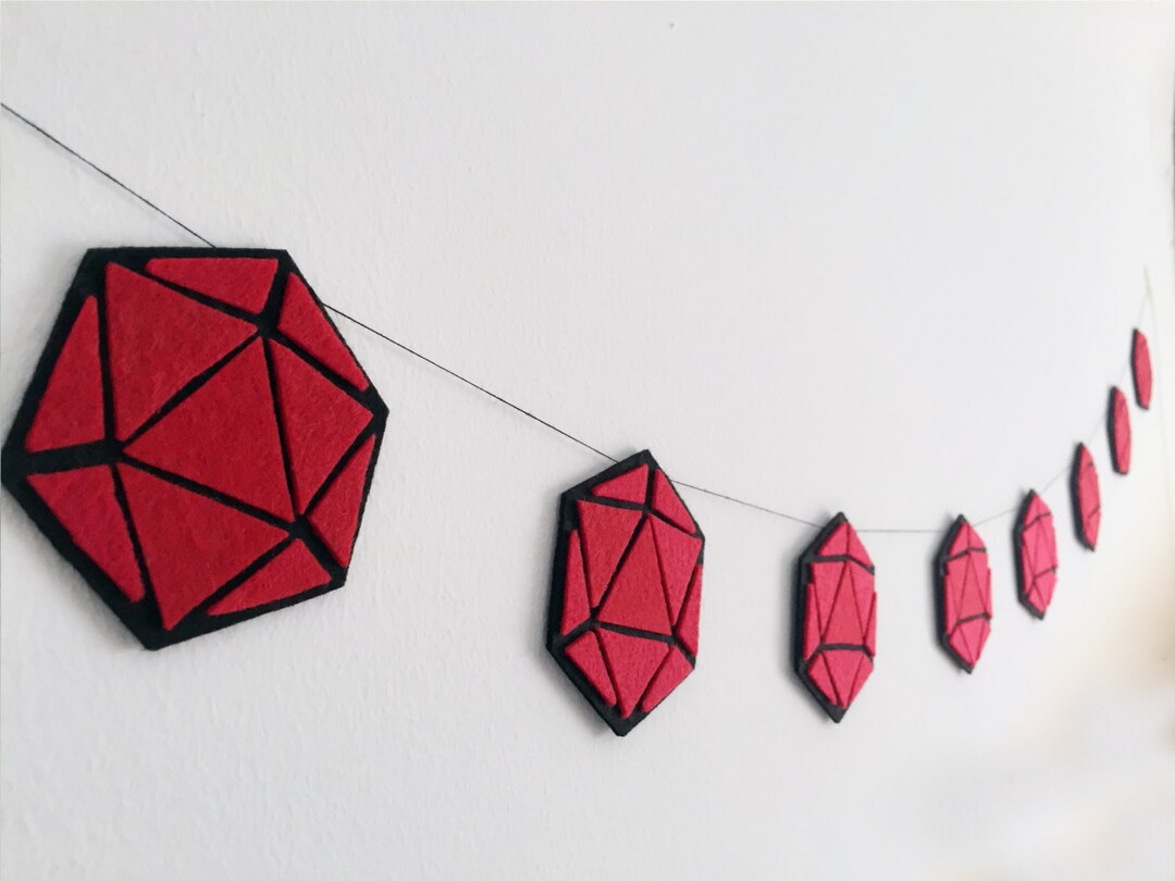 Dice Felt Garland D20 Critical Role Fail or Hit Tabletop Decor Dnd Geek ...