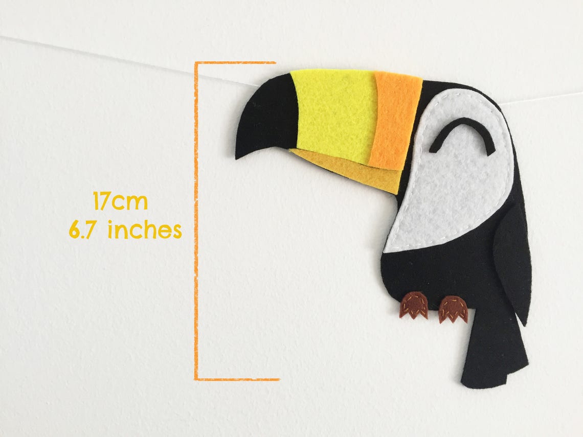 Toucan Felt Garland Tropical Summer Decor Exotic Bird Living - Etsy