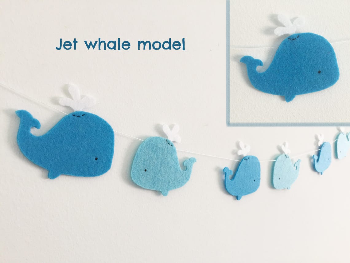 Whale Felt Garland Nautic Decoration Whales Bunting Birthday Party Baby ...