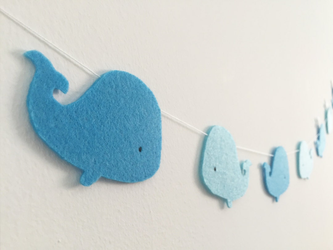 Whale Felt Garland Nautic Decoration Whales Bunting Birthday Party Baby ...