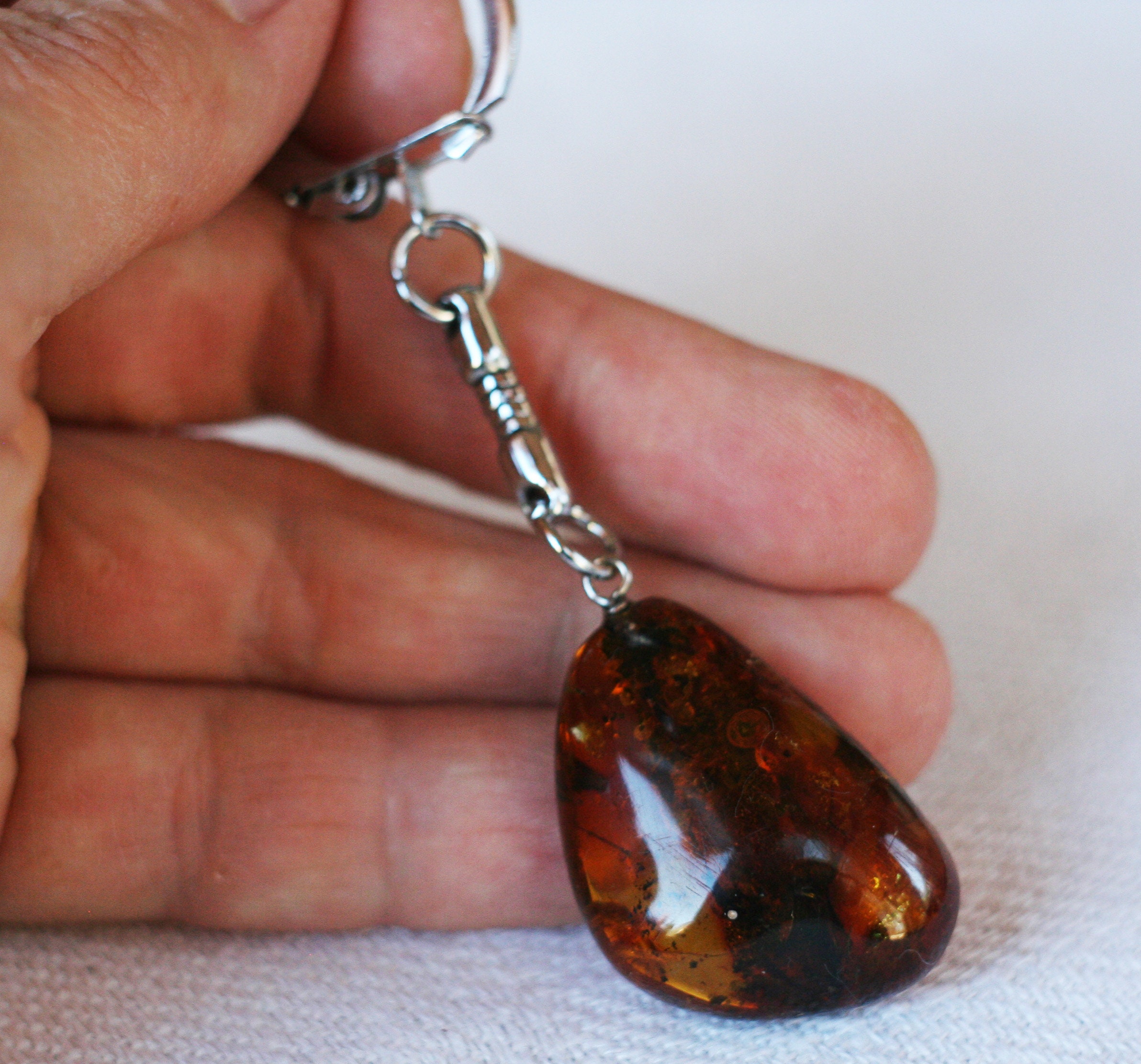 Dark Red Baltic Amber Keychain, Key Chain With Amber, Natural Untreated ...