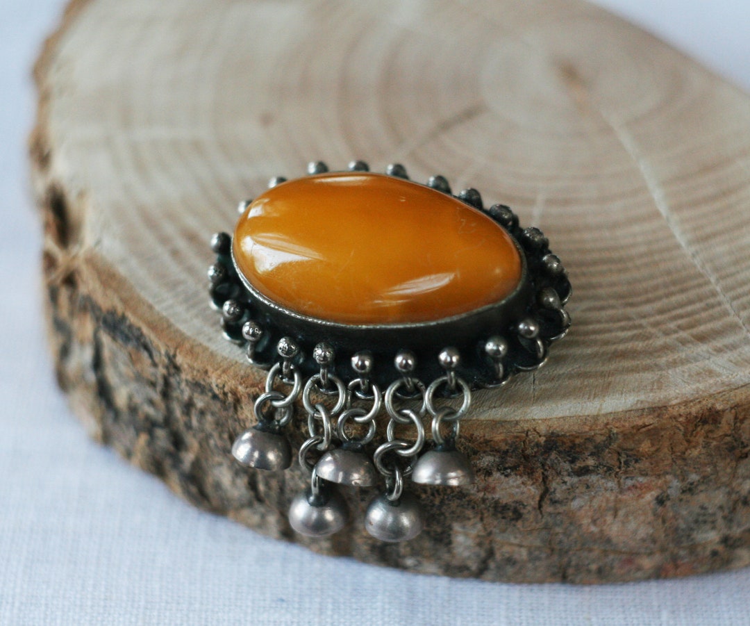 Antique Baltic Amber Brooch, Natural Yellow Yolk Pin, Butterscotch ...
