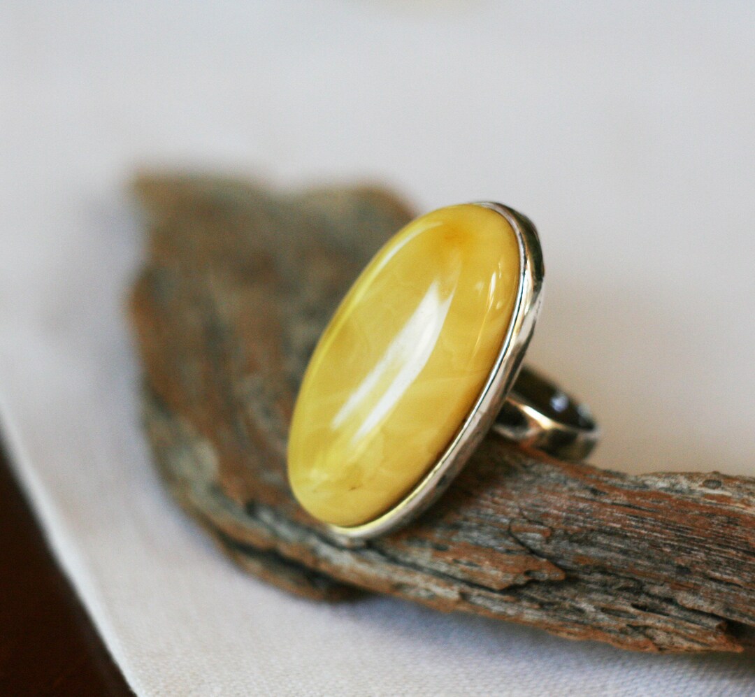 Elegant Baltic Amber Ring, Solitaire Amber Ring, 925 Sterling Silver ...
