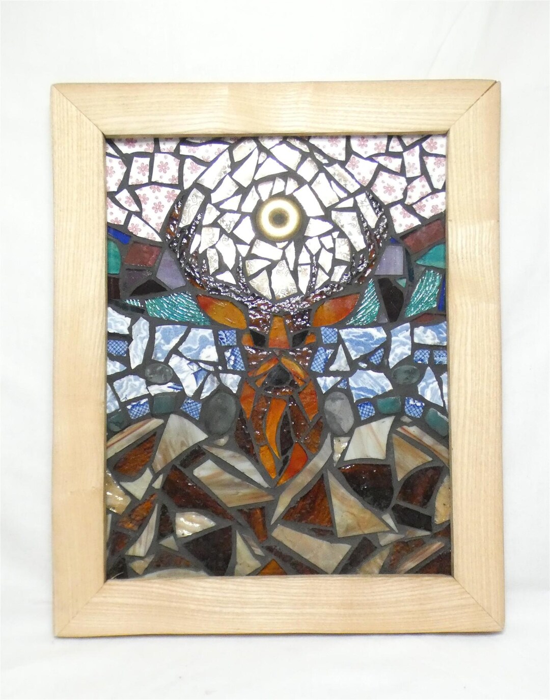 Mosaic Art Handcrafted With Stag Design in an Ash Wood Frame - Etsy