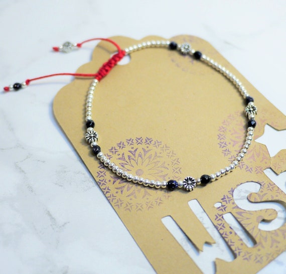 925 Sterling Silver 2mm/5mm beads natural ore adjustable | Etsy