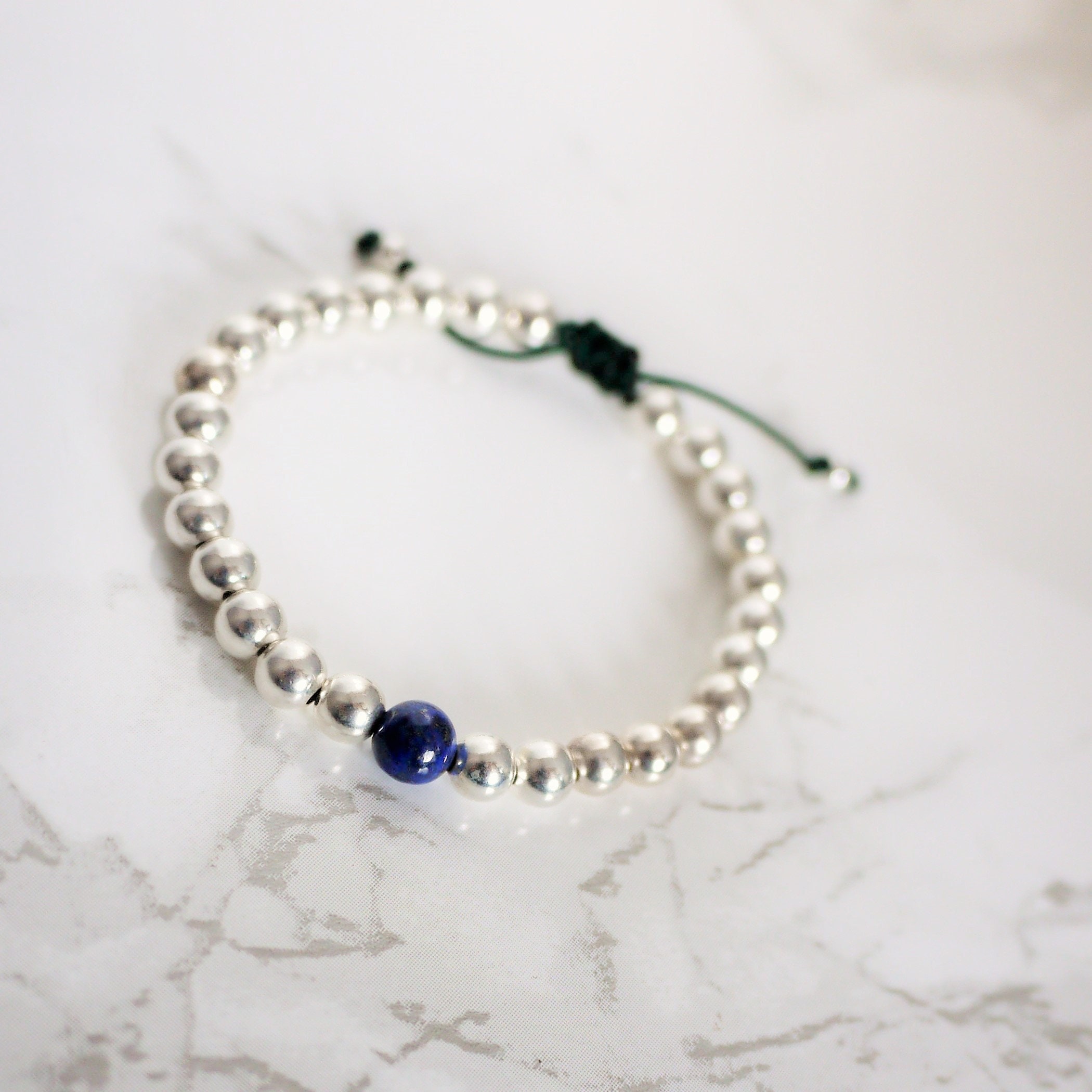 925 Sterling Silver 2mm/5mm beads natural ore adjustable | Etsy