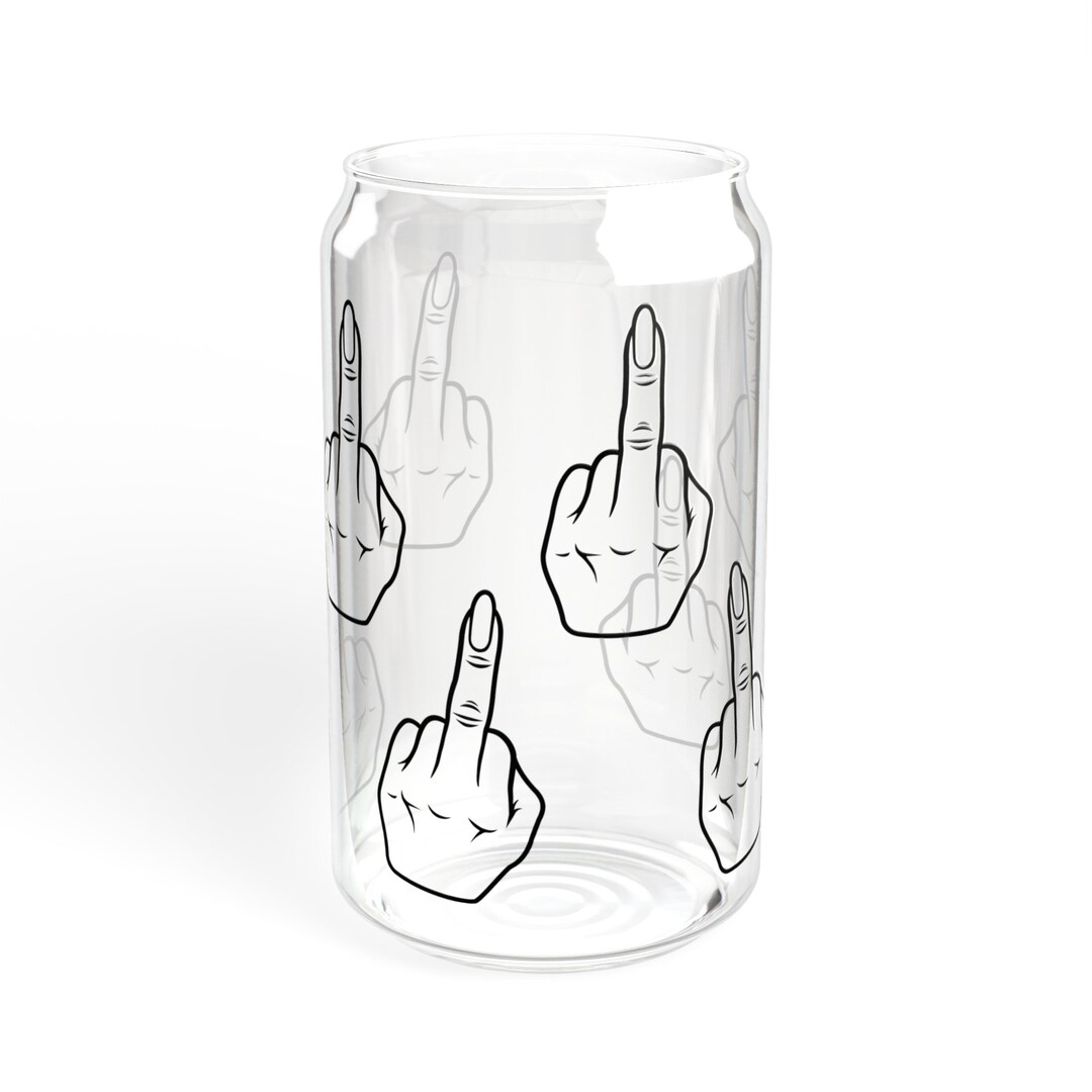 Middle Finger Outline Sipper Glass, 16oz Sipper Glass, 16oz Middle ...