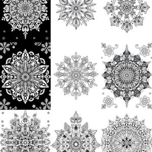 Snowflake Mandala Coloring Pages Collection Vol 1 - Etsy