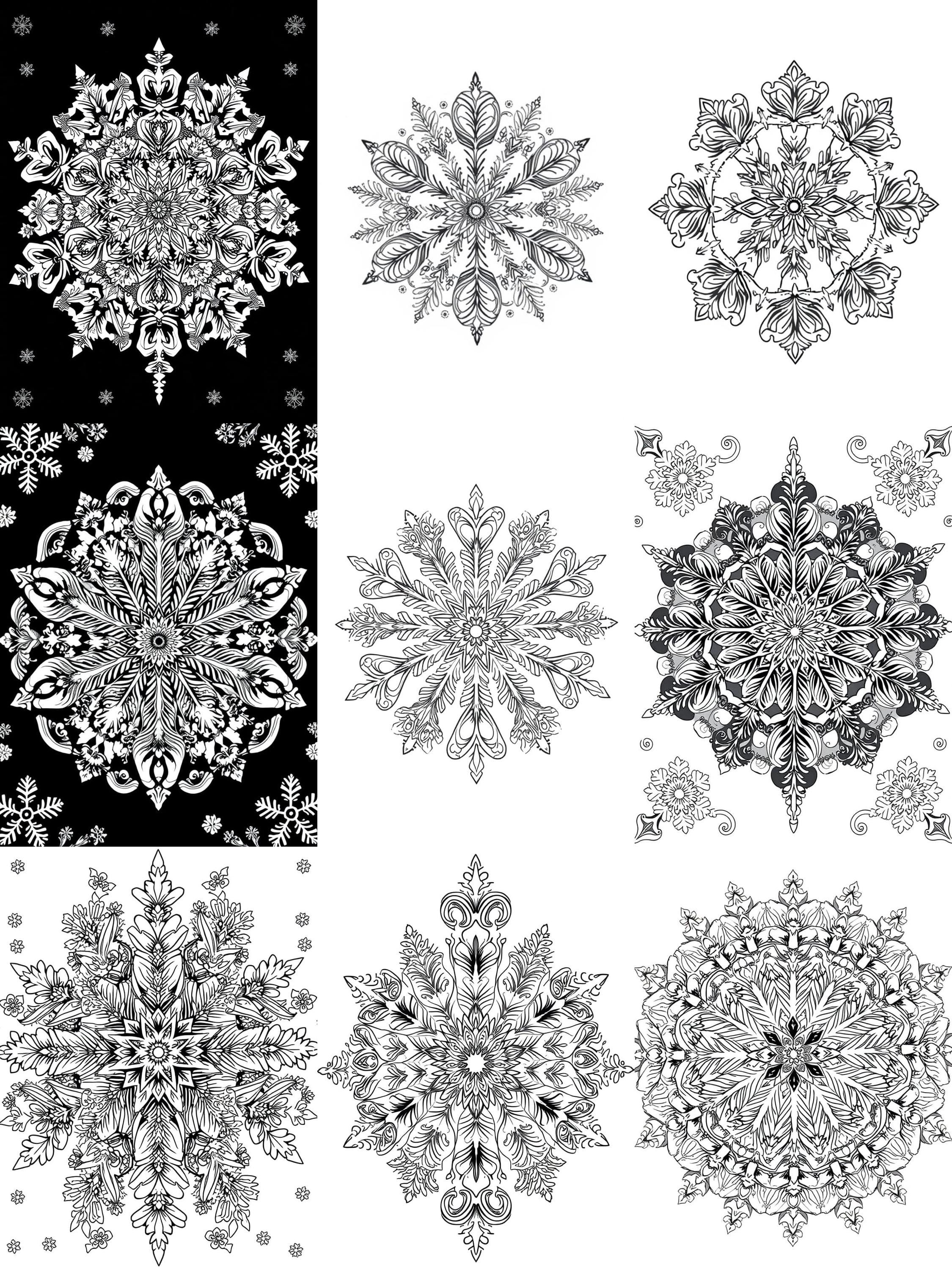 Snowflake Mandala Coloring Pages Collection Vol 1 - Etsy