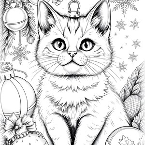 Winter Cat Coloring Pages Collection - Etsy