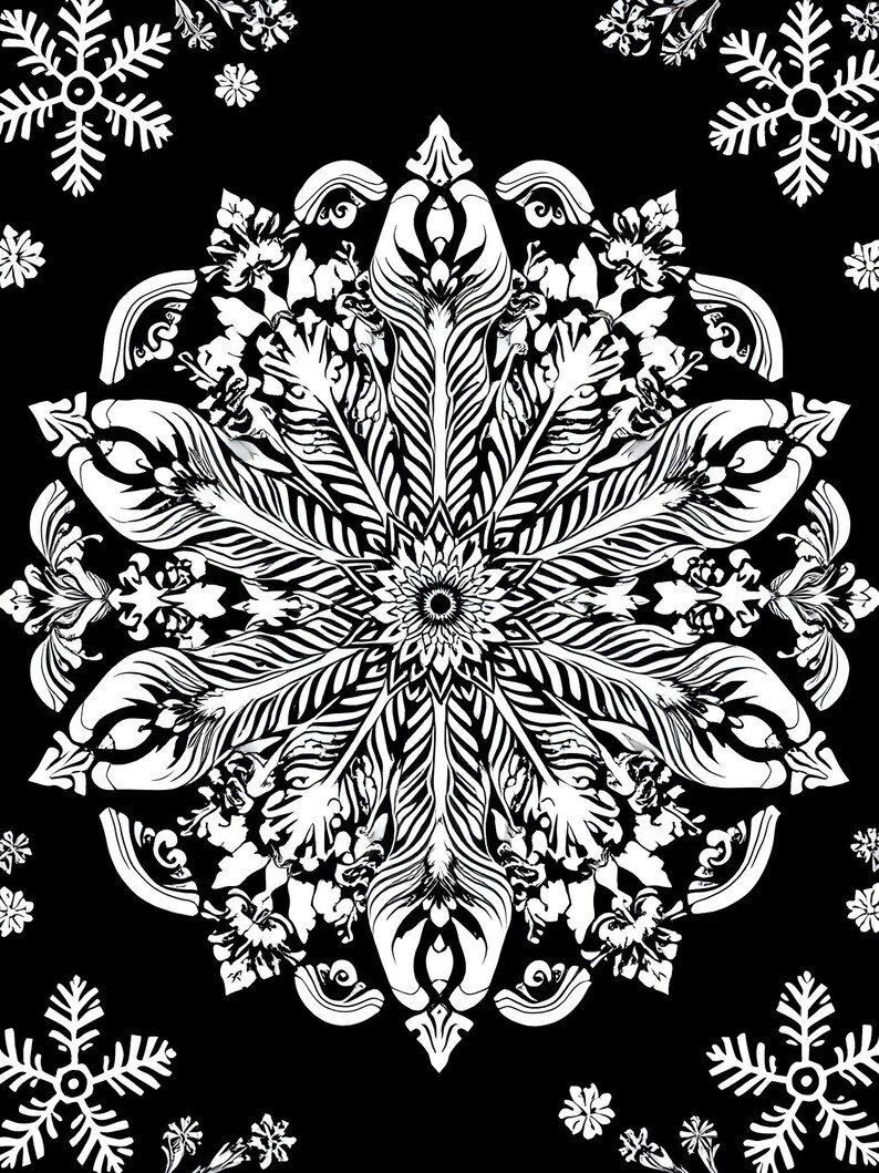 Snowflake Mandala Coloring Pages Collection Vol 1 - Etsy