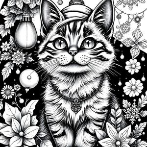 Winter Cat Coloring Pages Collection - Etsy