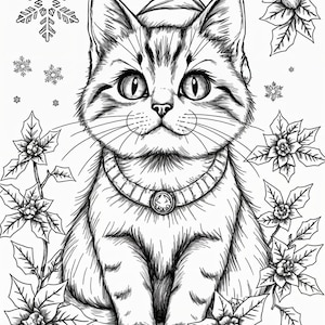Winter Cat Coloring Pages Collection - Etsy