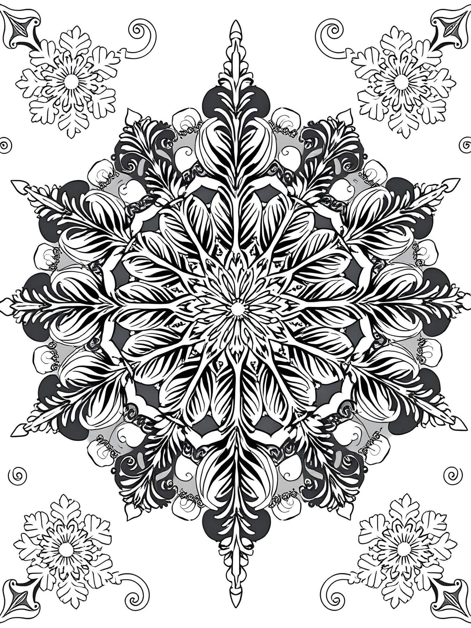 Snowflake Mandala Coloring Pages Collection Vol 1 - Etsy