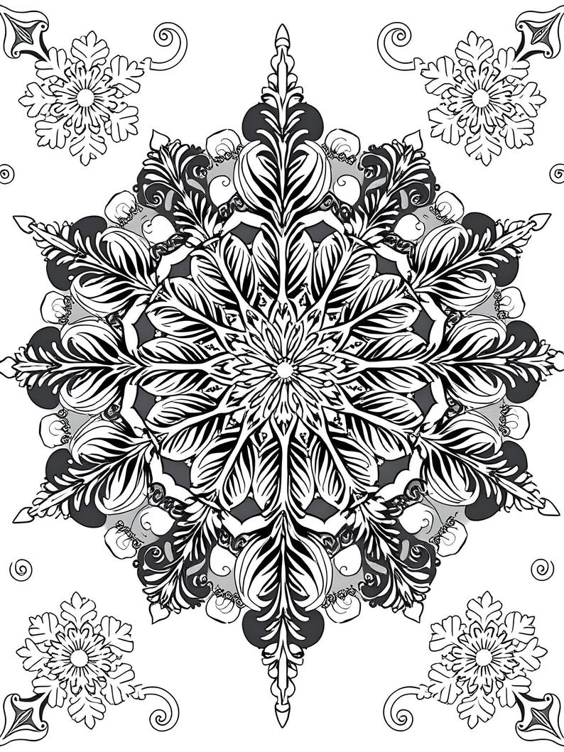 Snowflake Mandala Coloring Pages Collection Vol 1 - Etsy