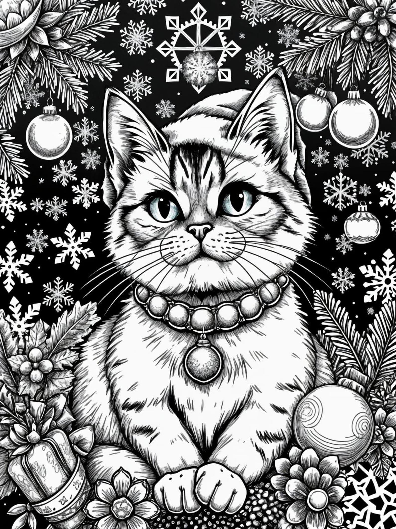 Winter Cat Coloring Pages Collection - Etsy