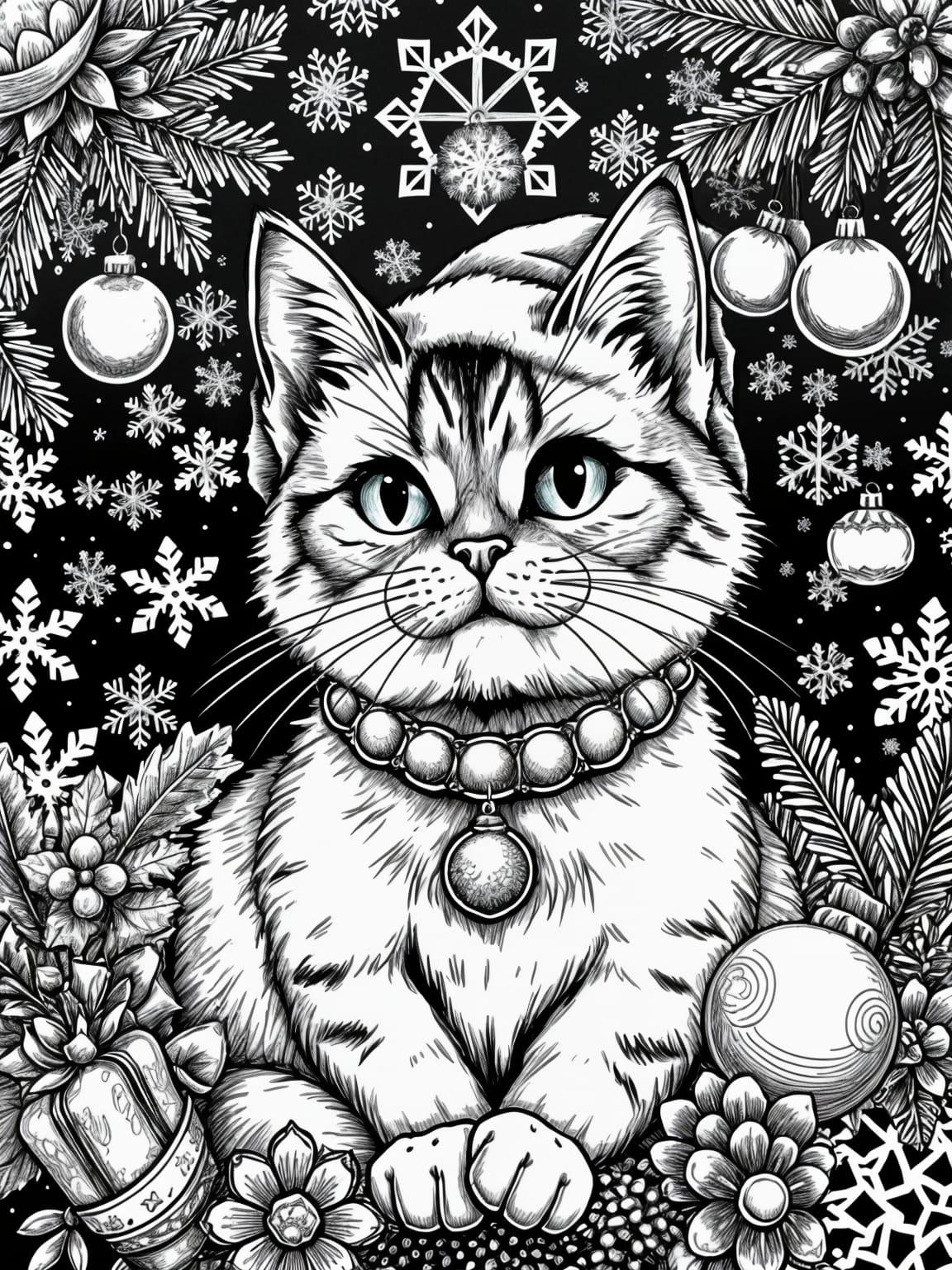 Winter Cat Coloring Pages Collection - Etsy