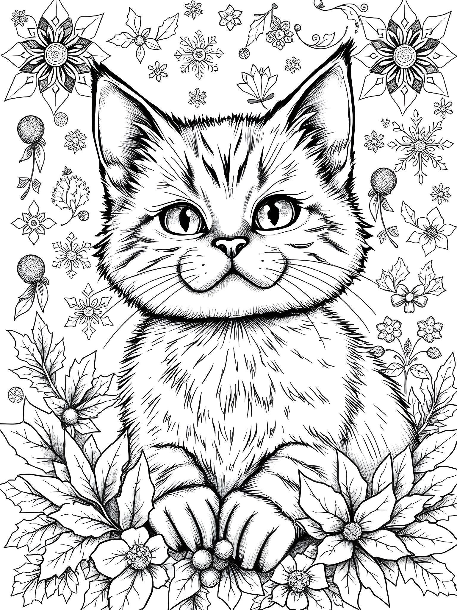 Winter Cat Coloring Pages Collection - Etsy