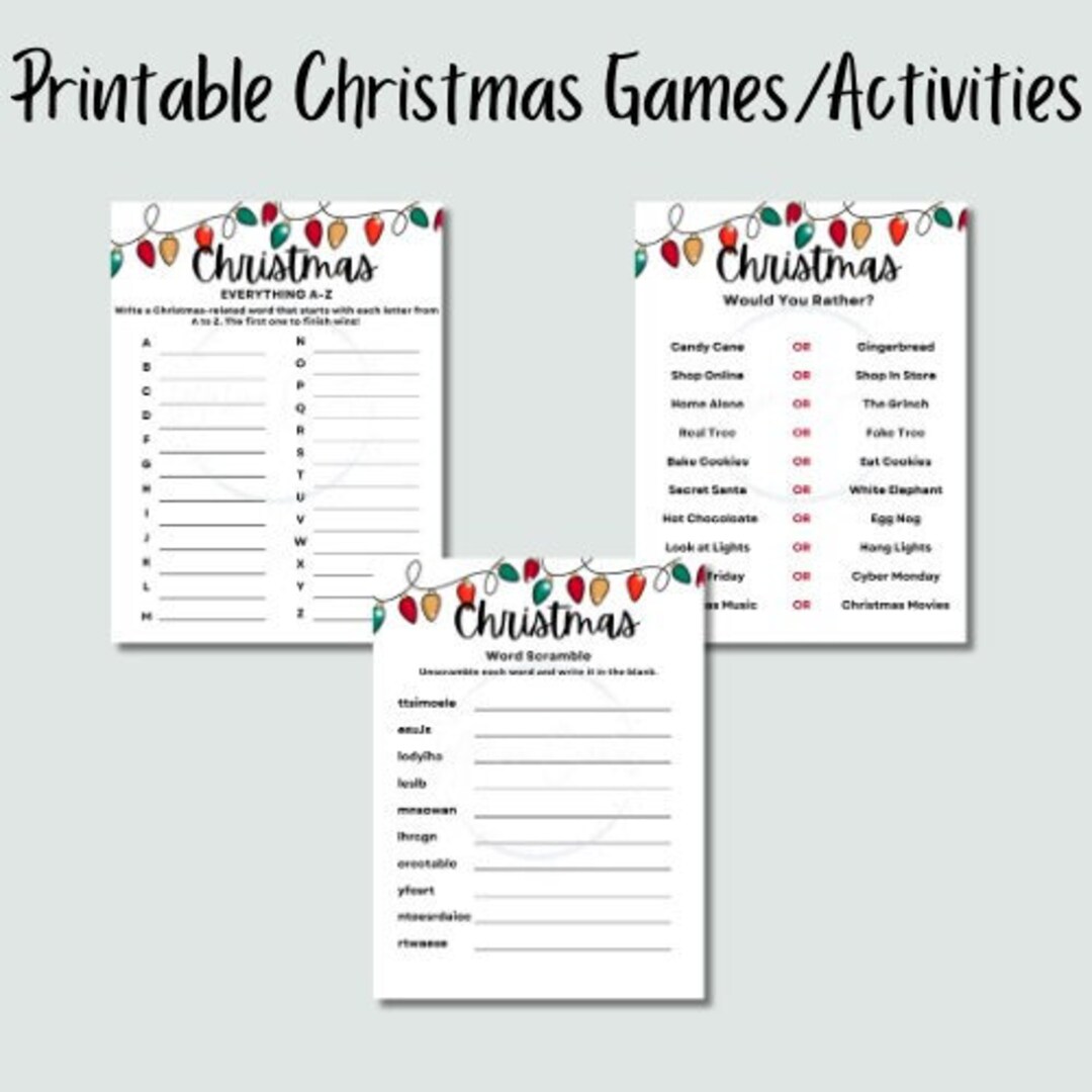 Christmas Games Christmas Activity Christmas Digital Download Printable ...