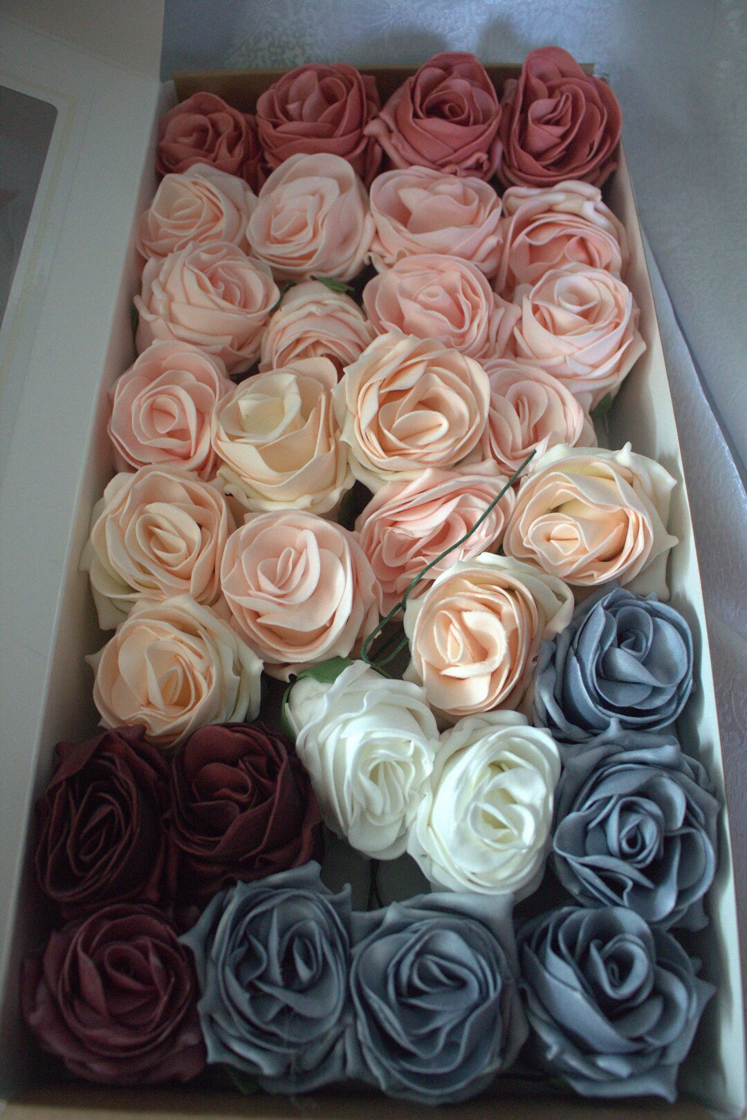 Large Foam Rose Buds With Stems: Peach, Dusty Rose, Blush, Burgundy ...