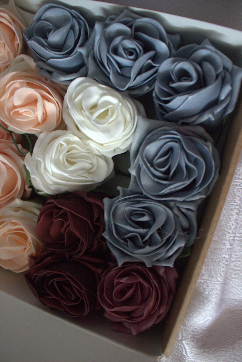 Large Foam Rose Buds With Stems: Peach, Dusty Rose, Blush, Burgundy ...