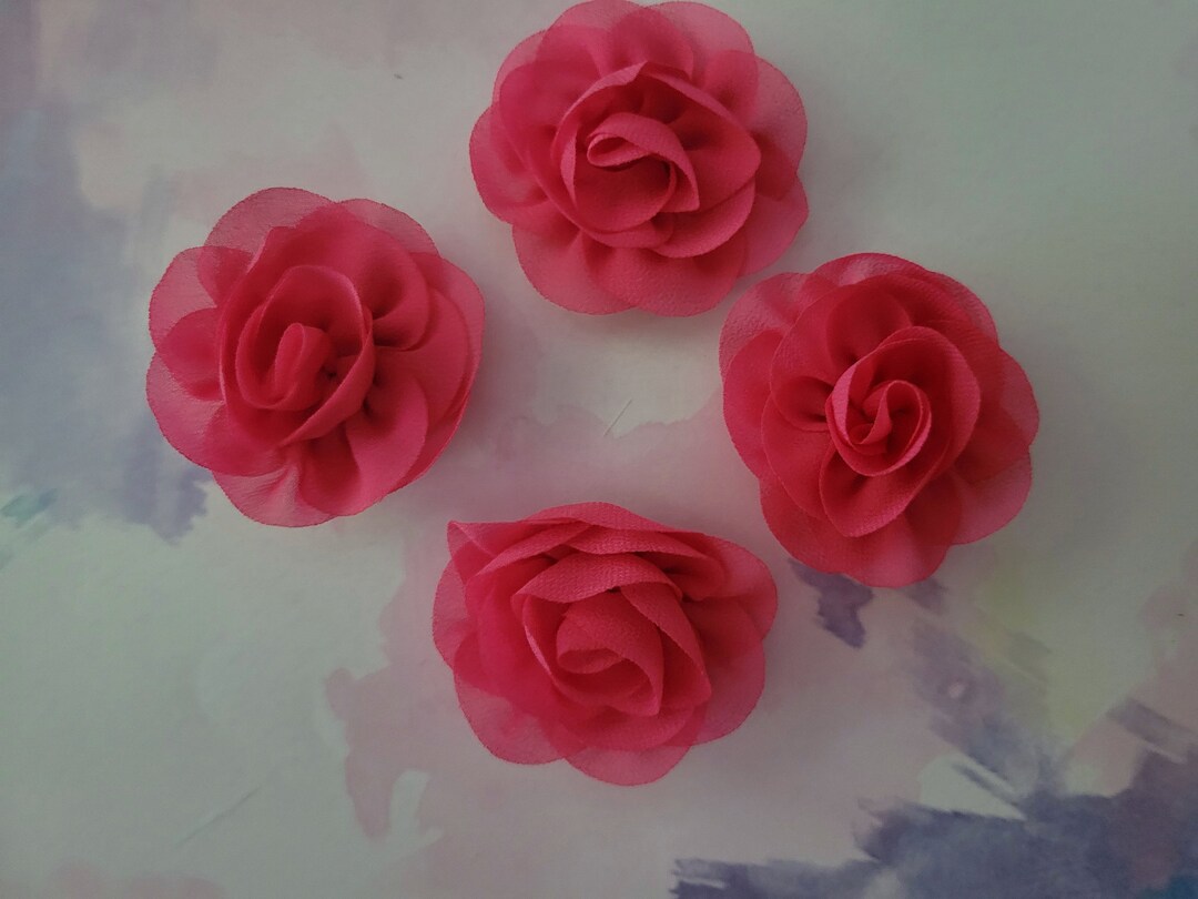 10 - Chiffon Hot Pink Craft Flowers- 2 1/2" Wide - Etsy