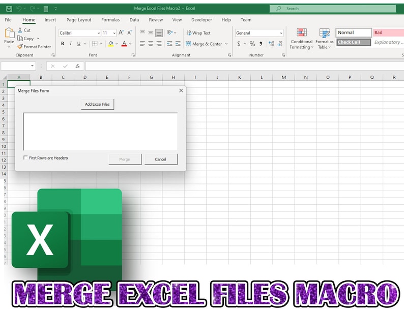 Merge Excel Files Macro Template Etsy