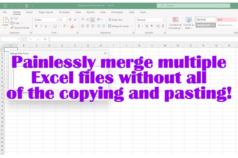 Merge Excel Files Macro Template - Etsy