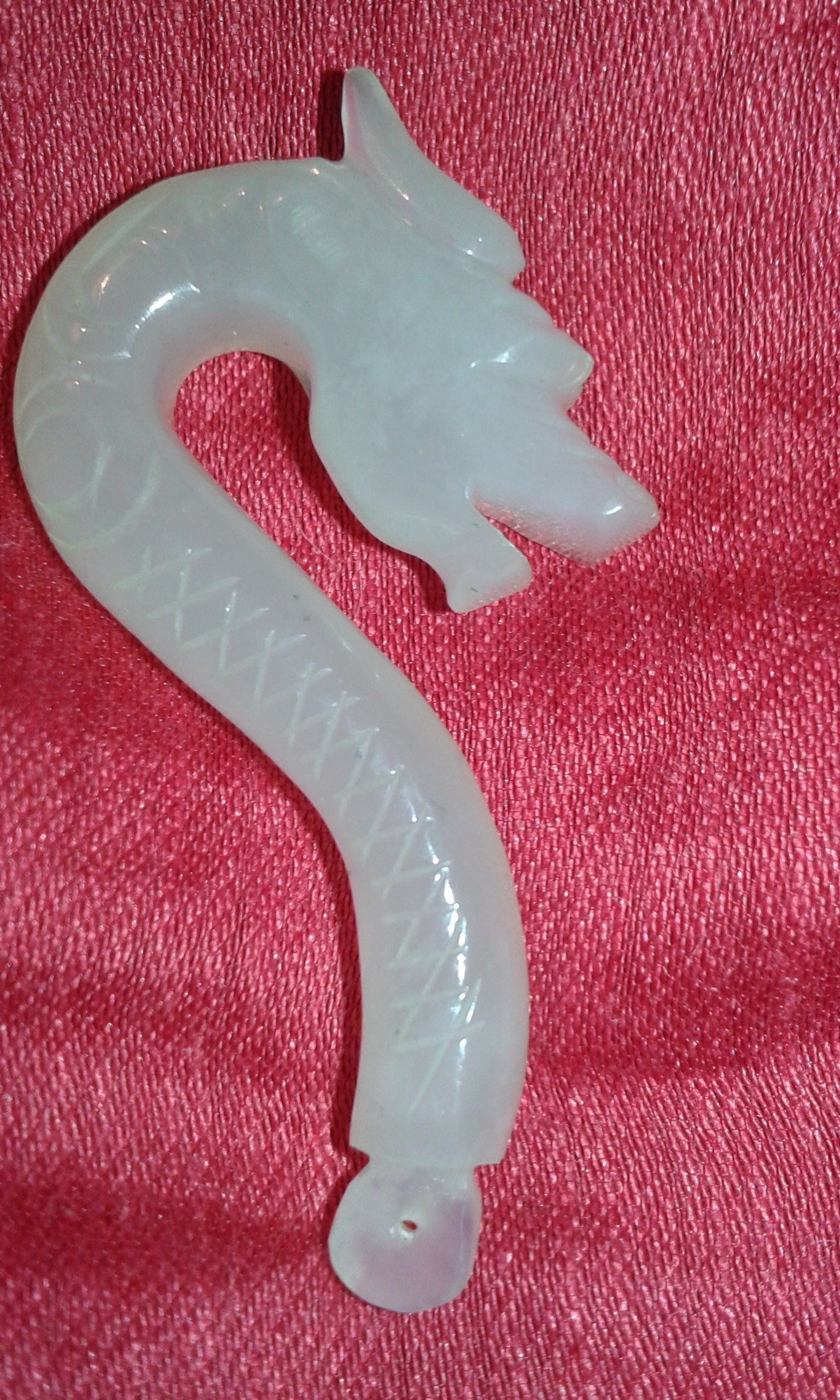 Celadon Translucent Nephrite Jade Dragon Head Pendant Oriental | Etsy