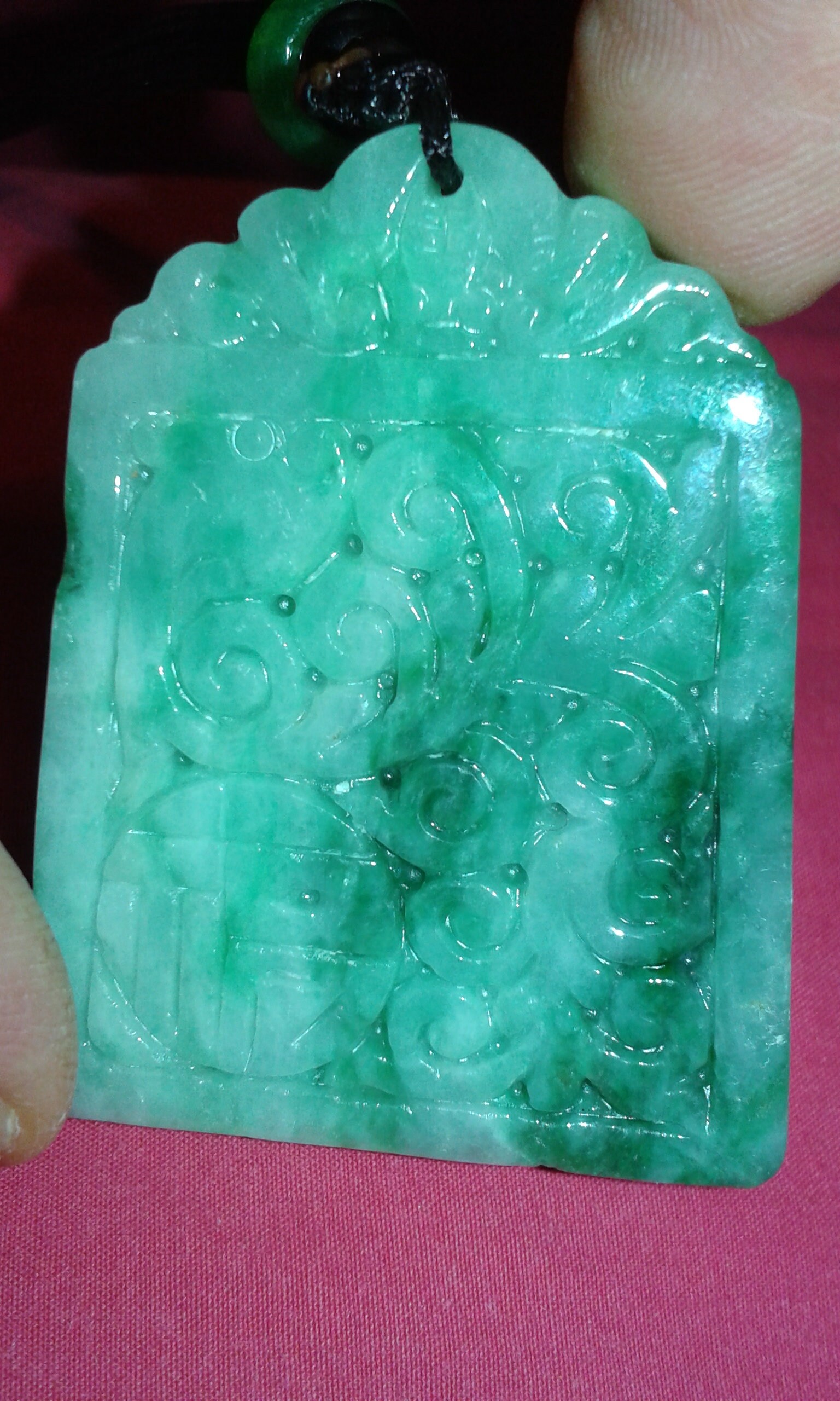 Untreated Jadeite A Jade Large Rectangular Medallion Micro Detailed ...