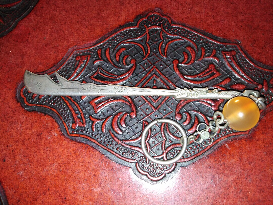 Solid Sterling Silver Da Dao Sword or Guan Dao Polearm Shaped Pendant ...