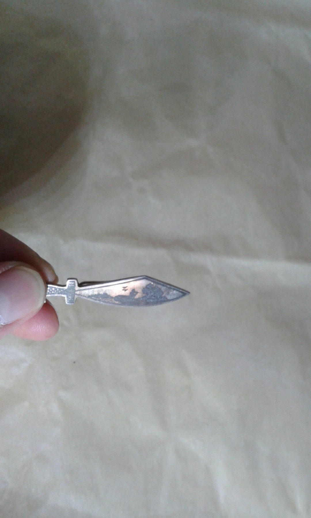 Iraqi 1940s Niello Solid Silver Scimitar Brooch Unisex Mens Womens ...