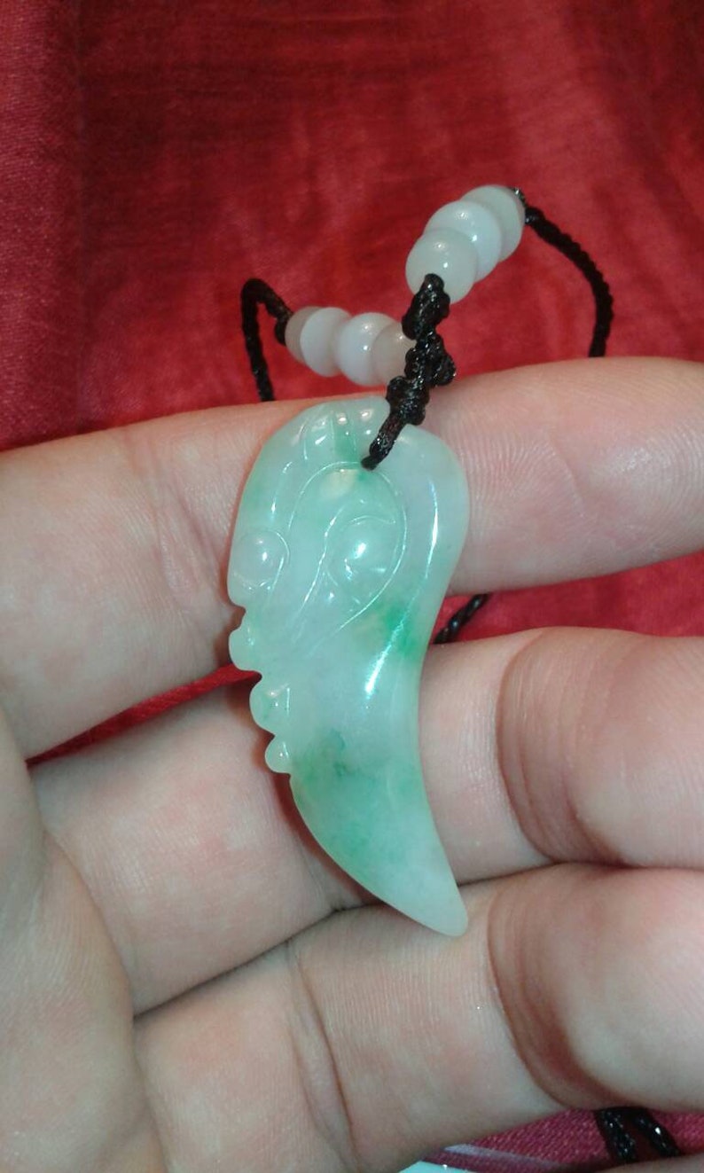 Jadeite A Jade dragons fang tooth pendant bronze age styled | Etsy