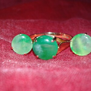 Untreated A Imperial Translucent Jadeite Jade Matching 14K Yellow Gold ...