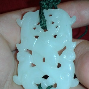 Hetian Mutton Fat White Colour Nephrite Jade Pendant With Woven Tassle ...